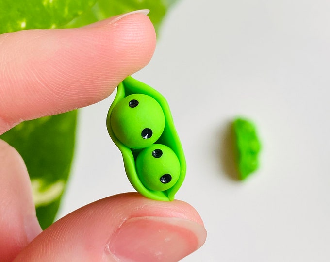 Tiny Peas in a Pod, Micro Miniature Food, Handmade Pea Decor, Desk ...