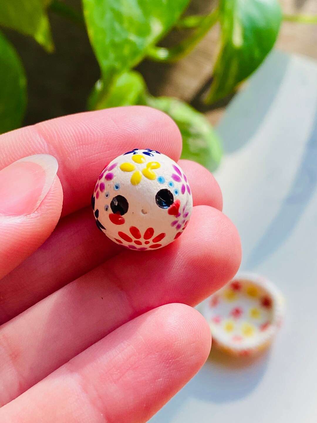 Flower Blob Ceramic Clay Miniature Figure Tiny Handmade Desk Friend Art ...