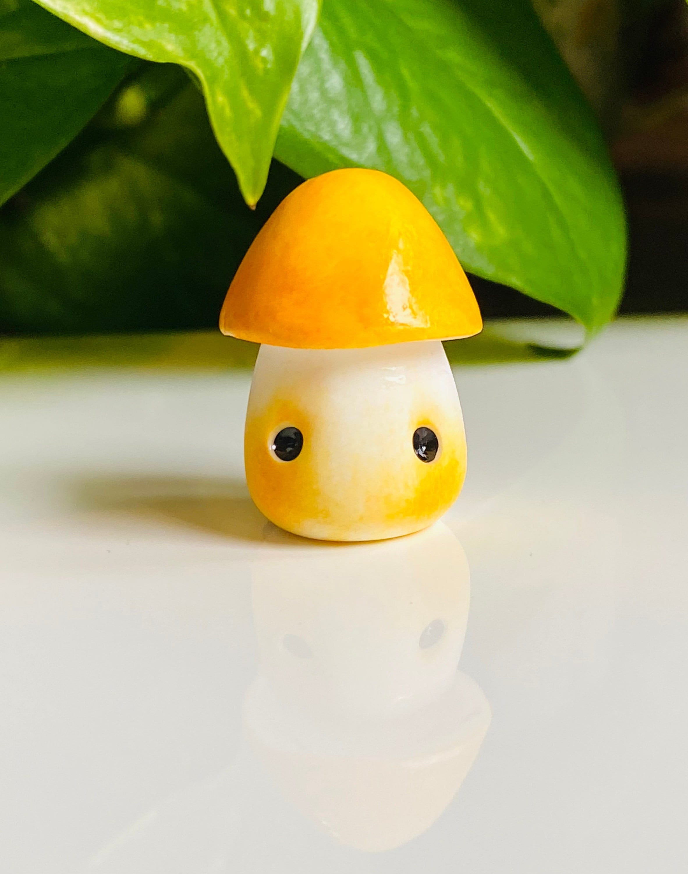 Micro Mushroom, Yellow Micro Mushroom, Miniature Clay Creature Figurine ...