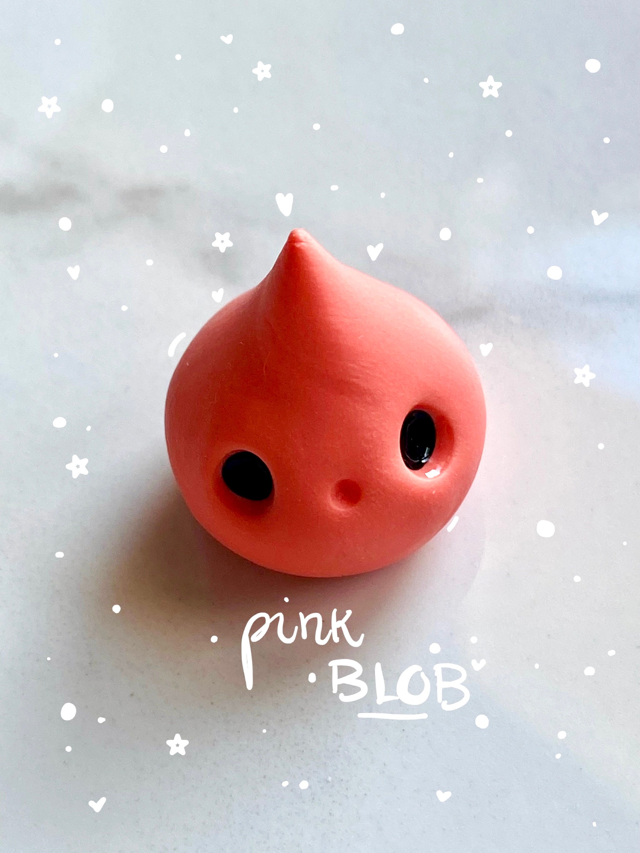 Pink Blob Cute Handmade Clay Miniature Handmade Clay Figurine, One of a ...
