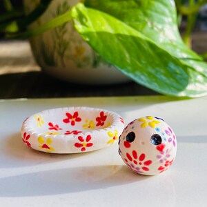 Flower Blob Ceramic Clay Miniature Figure Tiny Handmade Desk Friend Art ...