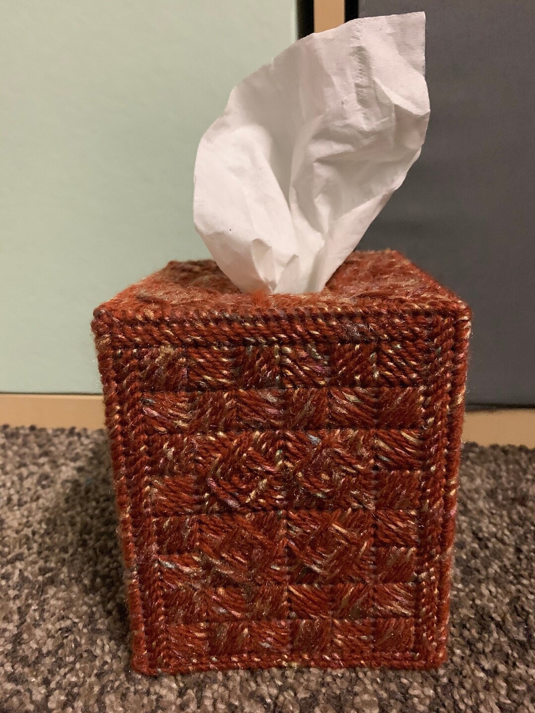 Burnt Orange Tissue Box Cover - Handmade - Fits Boutique; Easy Gifts ...