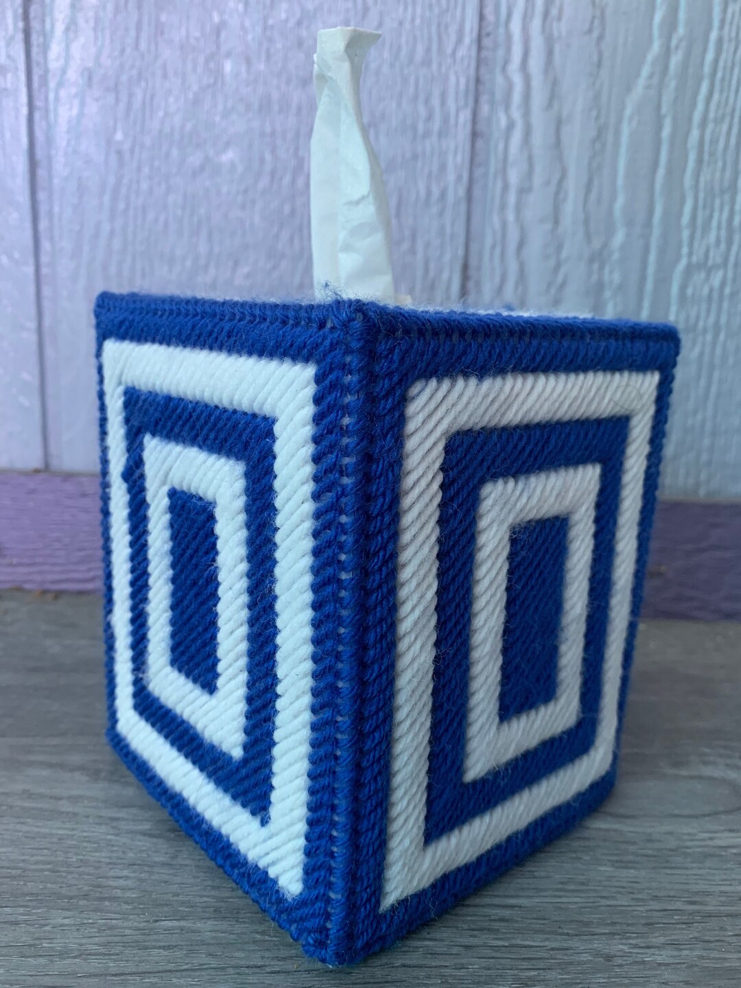 Blue and White Tissue Box Cover - Handmade - Fits Boutique / Easy Gifts ...