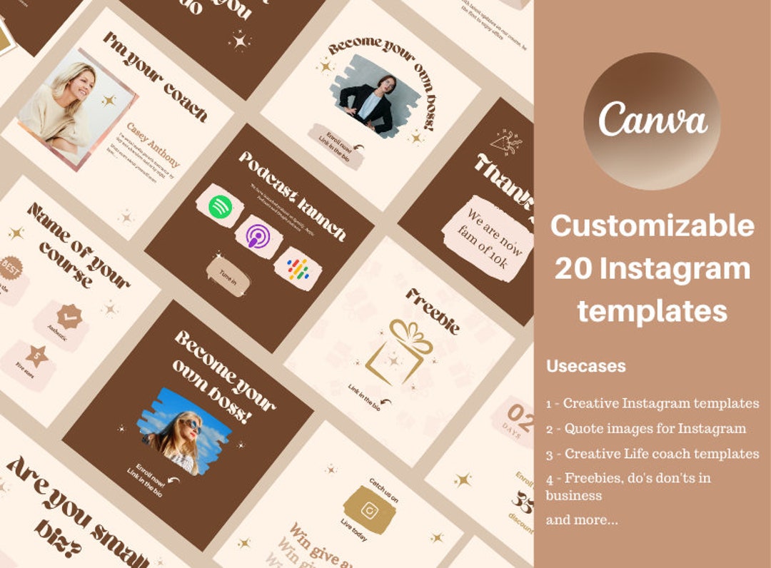 Instagram Post Templates Canva Template for Life Coach 20 - Etsy