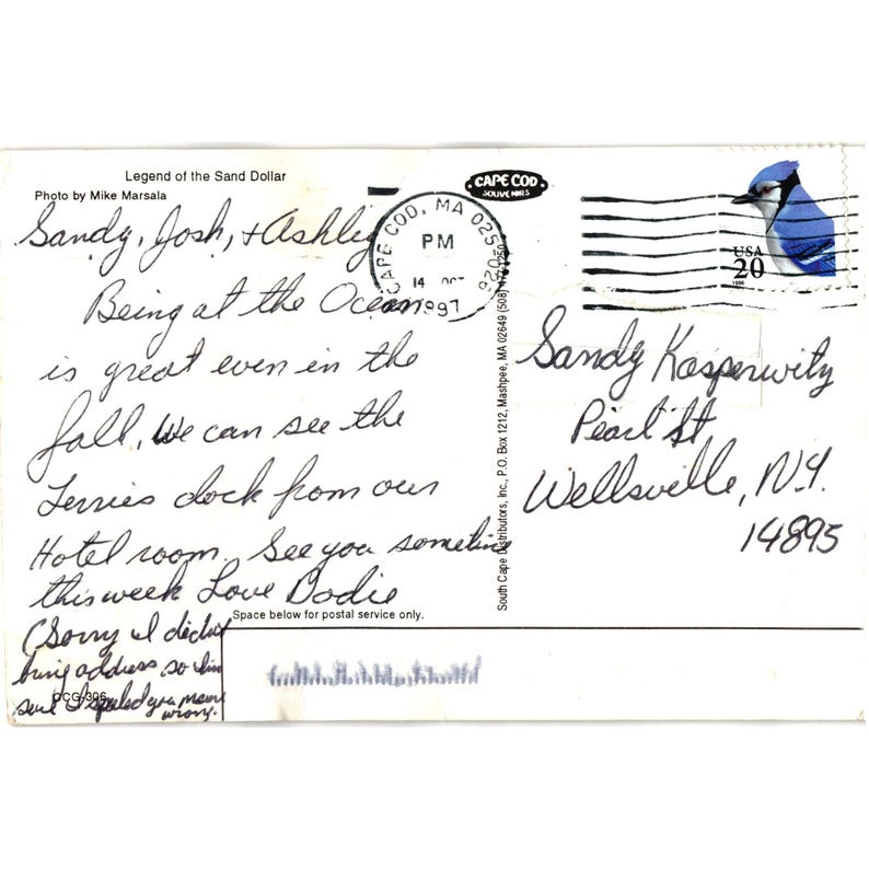 The Legend of the Sand Dollar Christian Poem Postcard Cape Cod MA Circa ...