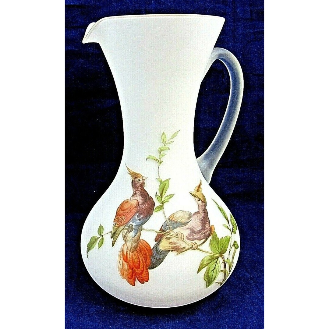 Vintage Glass Pitcher Frosted With Birds in Tree 10 Inch - Etsy