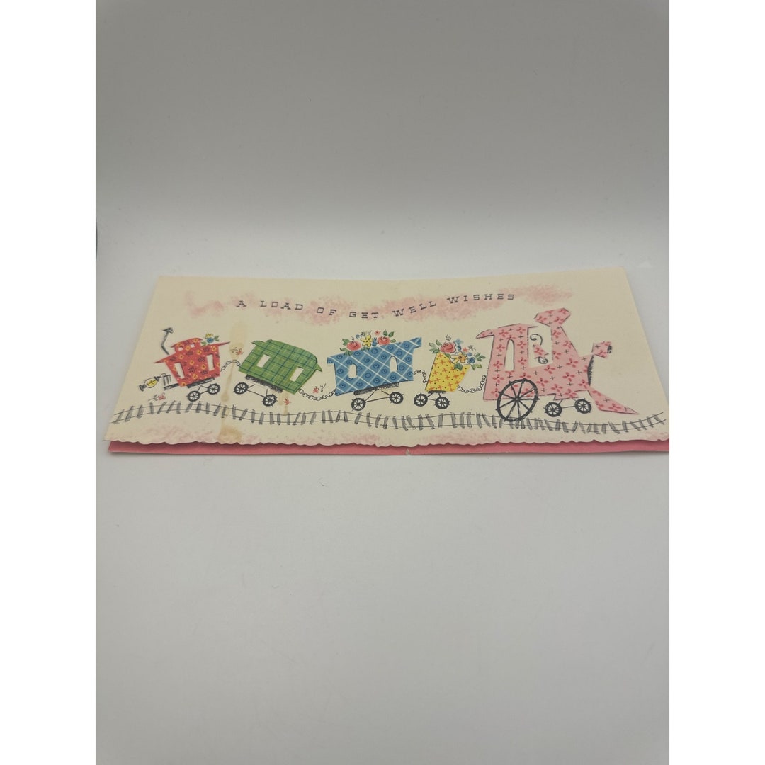 Vintage Get Well Soon Card With Train Design - Made in USA - Etsy