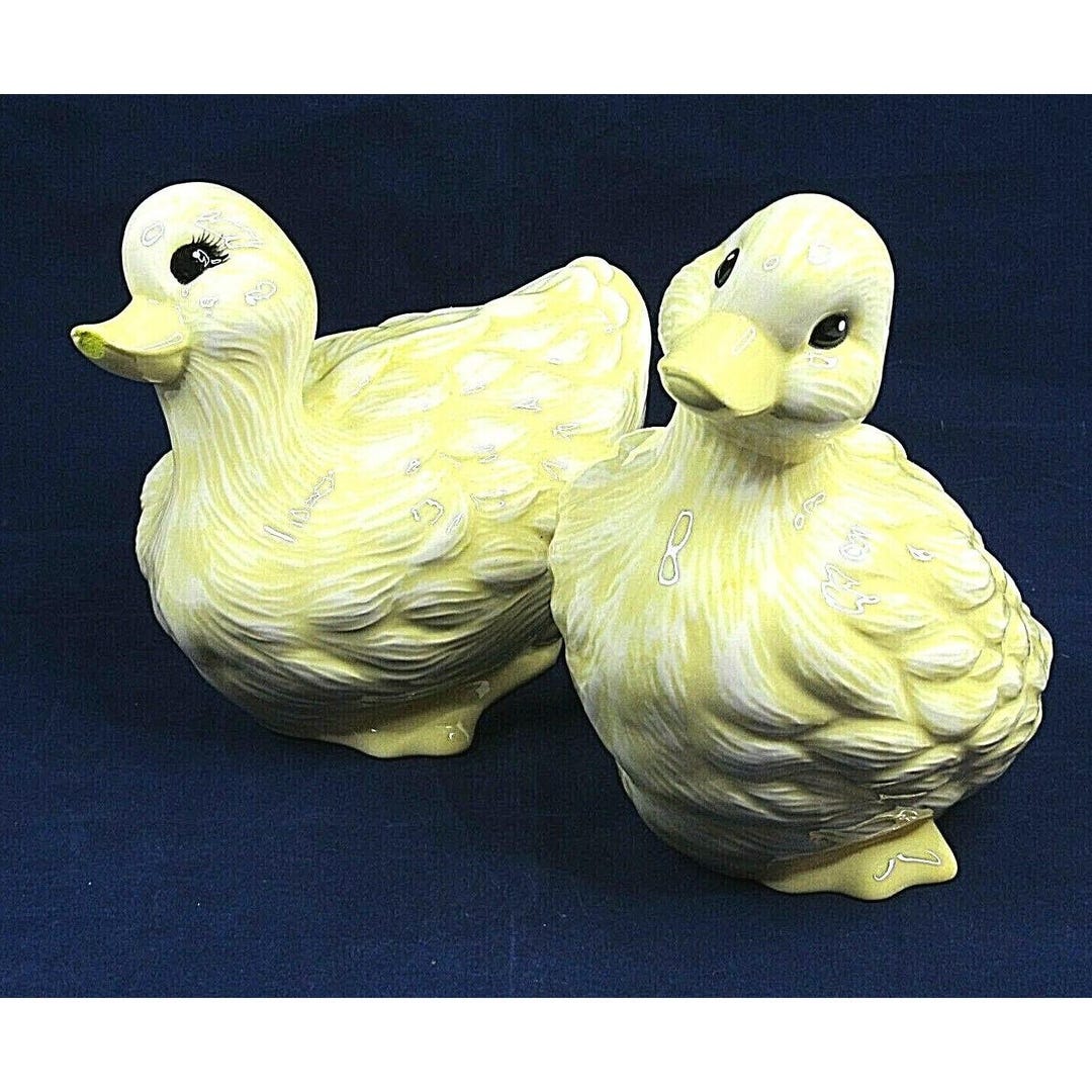 Vintage Yellow Ducks Ceramic 1995 Set of 2 Handmade 6-8" - Etsy