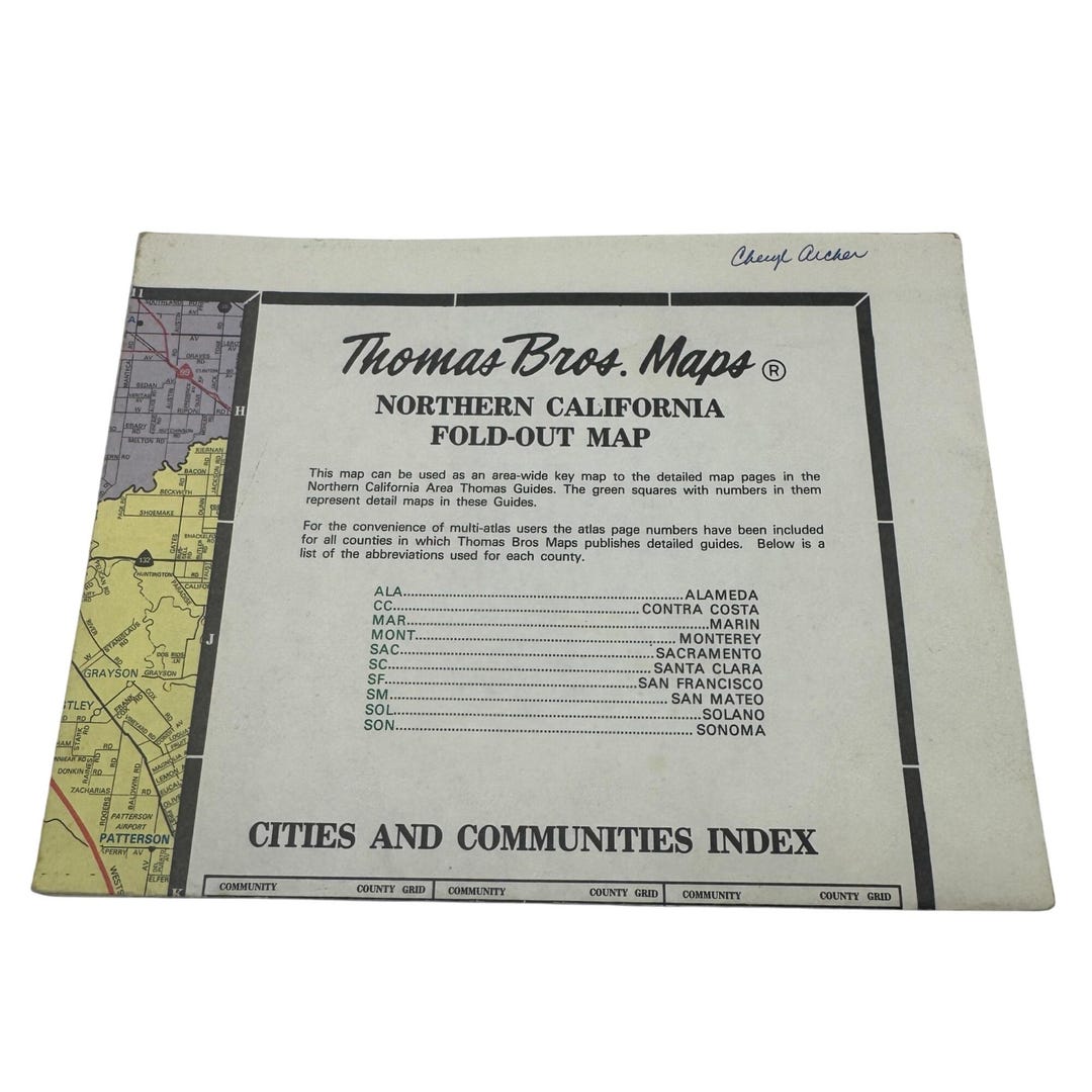 Thomas Bros. Maps Northern California Fold-out Map 1977 San Francisco ...