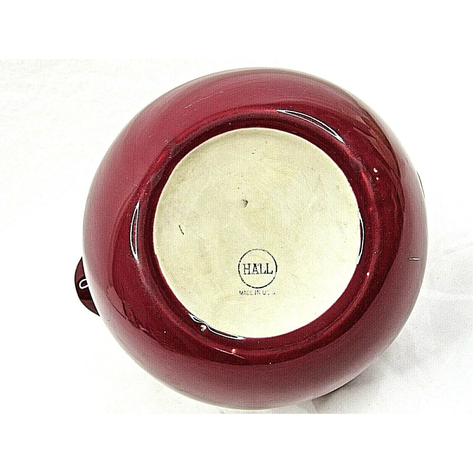 Vintage Hall Ball Pitcher With Ice Tilt Lip Burgundy Mid Century Made ...
