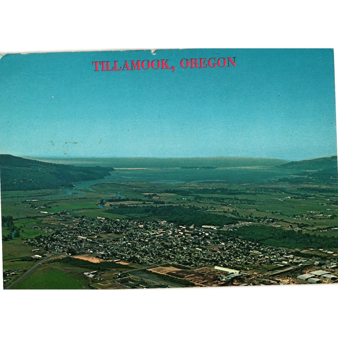 Vintage Tillamook Oregon Postcard West Coast Scenic Collectors Aerial ...