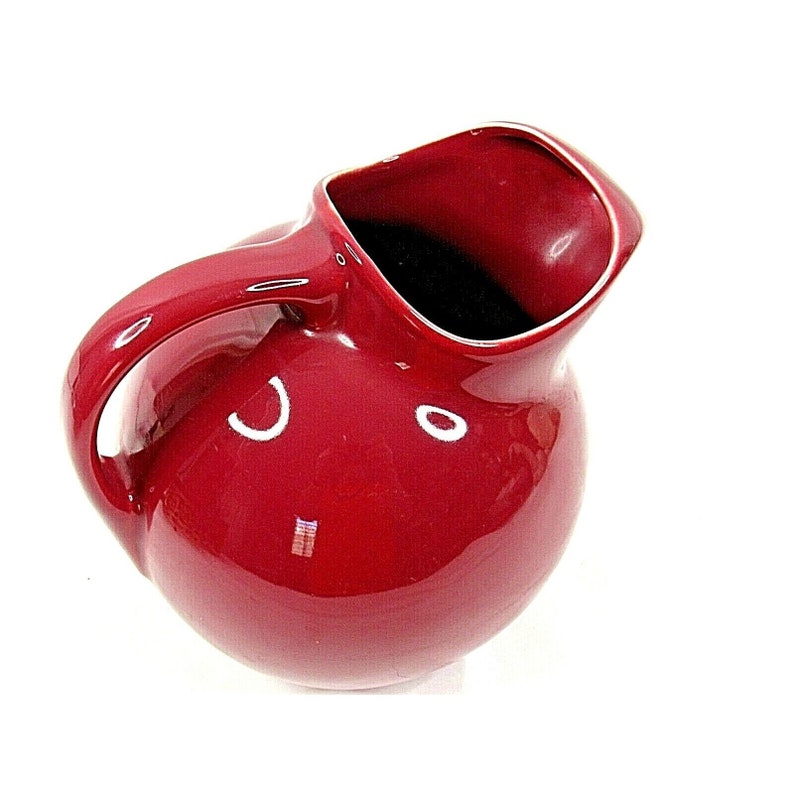 Vintage Hall Ball Pitcher With Ice Tilt Lip Burgundy Mid Century Made ...
