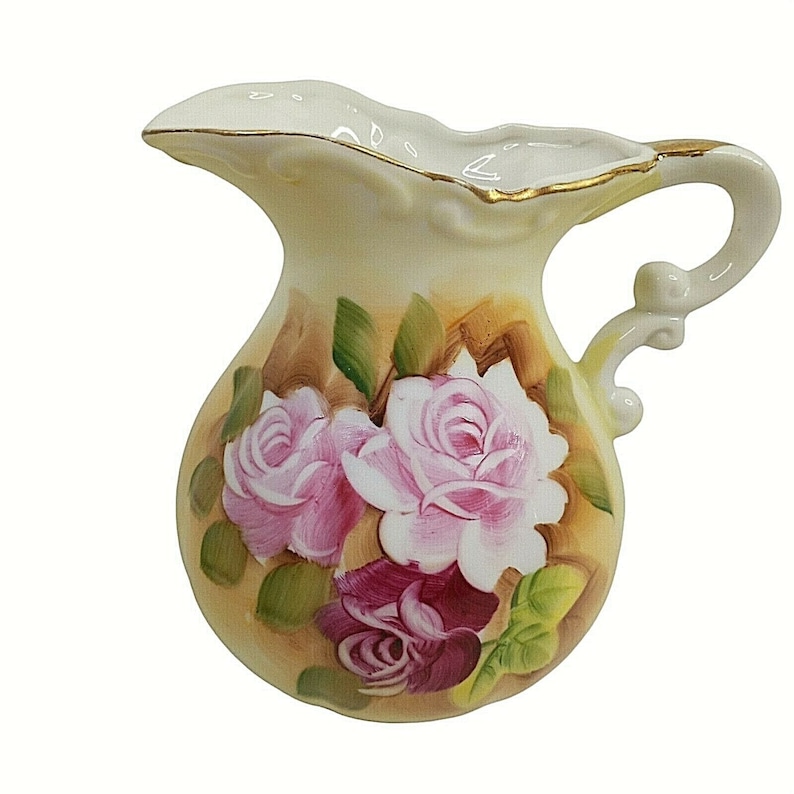 Vintage Roses Bowl Pitcher Wash Basin Japan Small Decorative 6" Hand ...