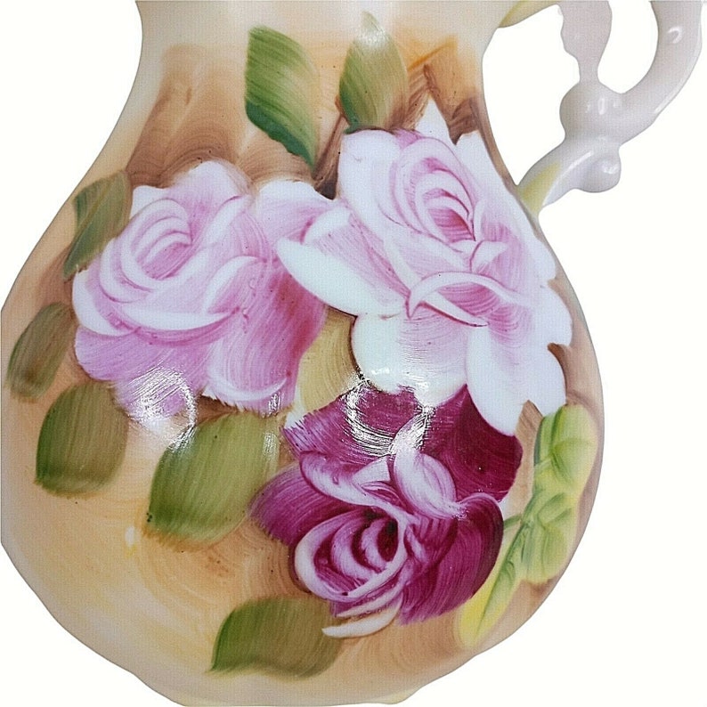 Vintage Roses Bowl Pitcher Wash Basin Japan Small Decorative 6" Hand ...
