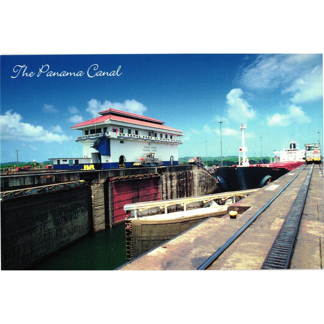 The Panama Canal Gatun Locks Control Tower Tanker Scenic Postcard - Etsy