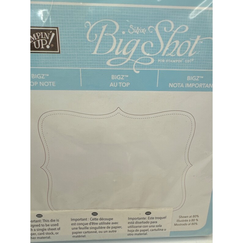 Stampin up Sizzix Big Shot Bigz Top Note Die 5.5 X 6 X 0.625 for Paper ...