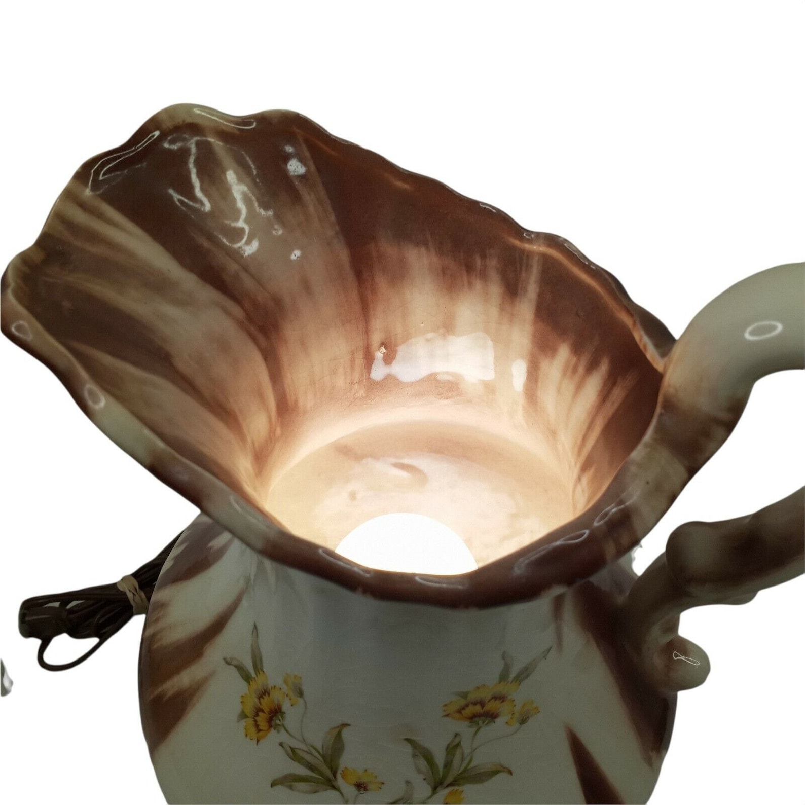 Vintage Wash Basin Pitcher Bedside Table Lamp Ceramic Yellow Flowers - Etsy