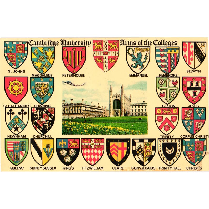 Cambridge University Arms of the Colleges Clare & Kings College Chapel ...