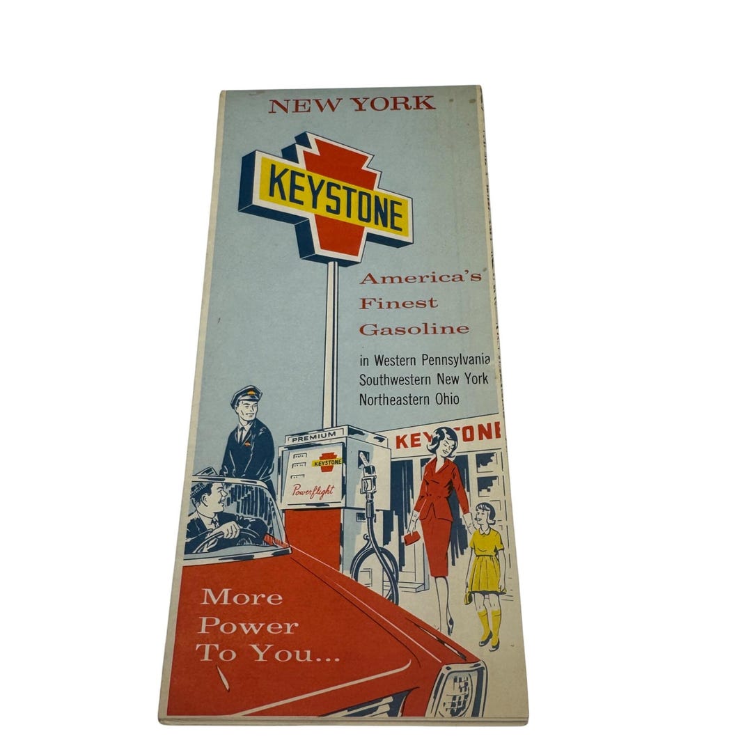 Vintage 1966 Keystone Gasoline Road Map New York Pennsylvania ...