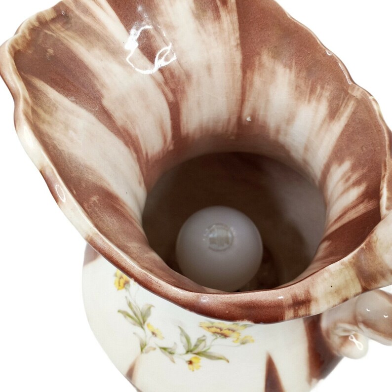 Vintage Wash Basin Pitcher Bedside Table Lamp Ceramic Yellow Flowers - Etsy