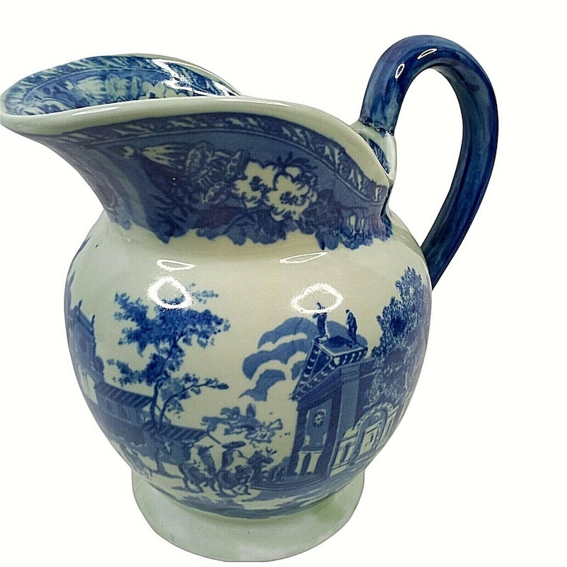 Vintage Ironstone Flow Blue Large Water Pitcher and Basin Victoria Ware ...