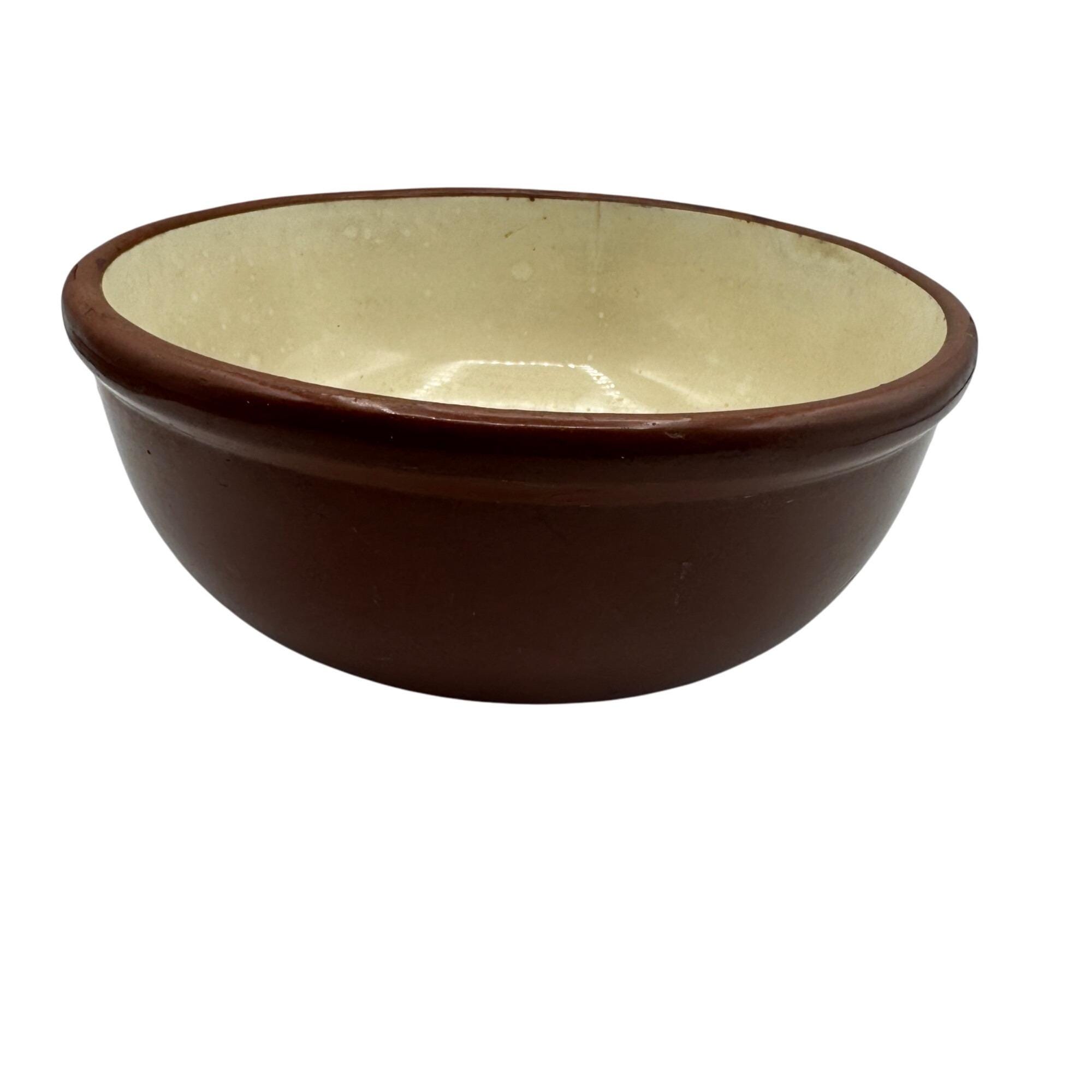 Vintage Weller Pottery Ceramic Mixing Bowl With Brown Exterior & Cream ...