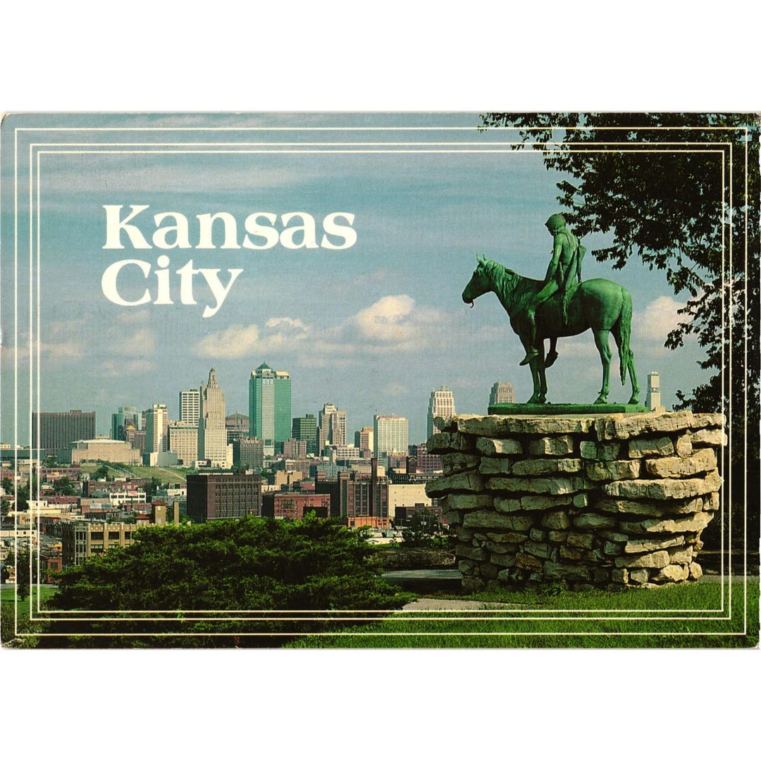 Kansas City Indian Scout Statue Postcard Missouri Vacationlands Vintage ...