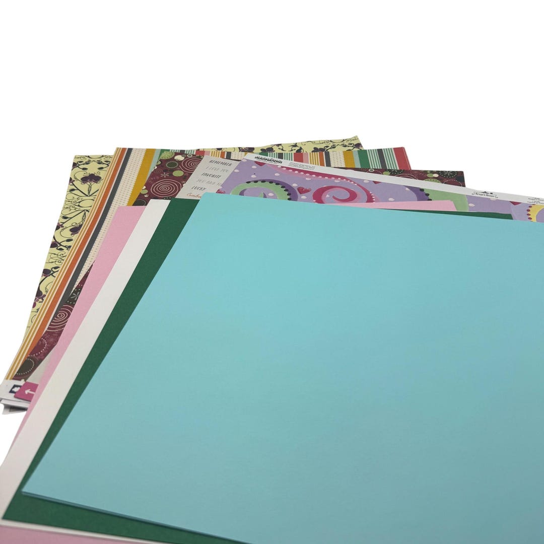 Assorted Scrapbook Paper 12x12 Inches Mixed Patterns Solid - Etsy