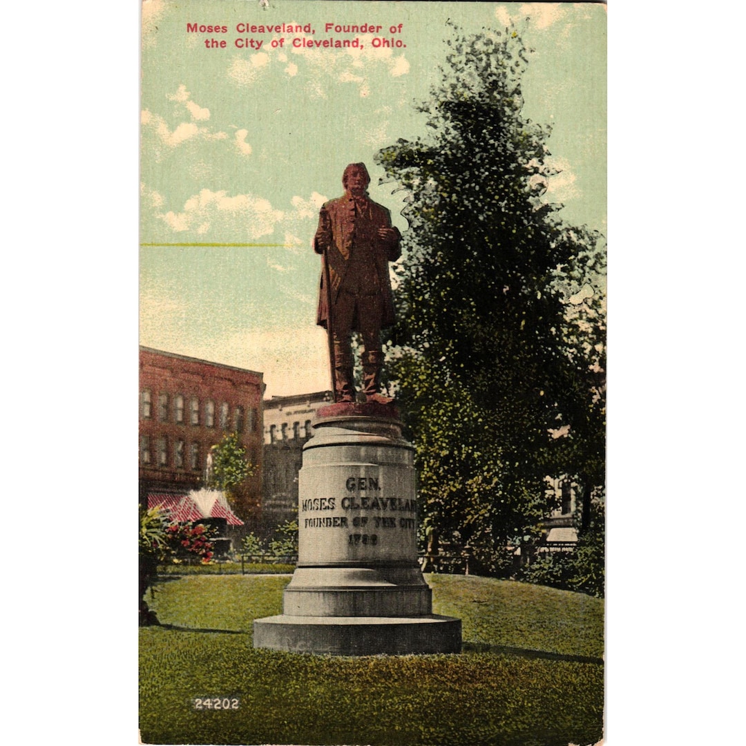 Vintage Moses Cleaveland Statue Postcard Founder of Cleveland Ohio - Etsy