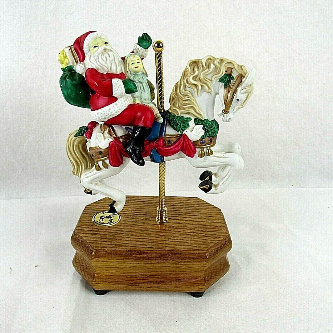 Vintage Musical Santa on Carousel 1989 Giftec Moves up and Down - Etsy