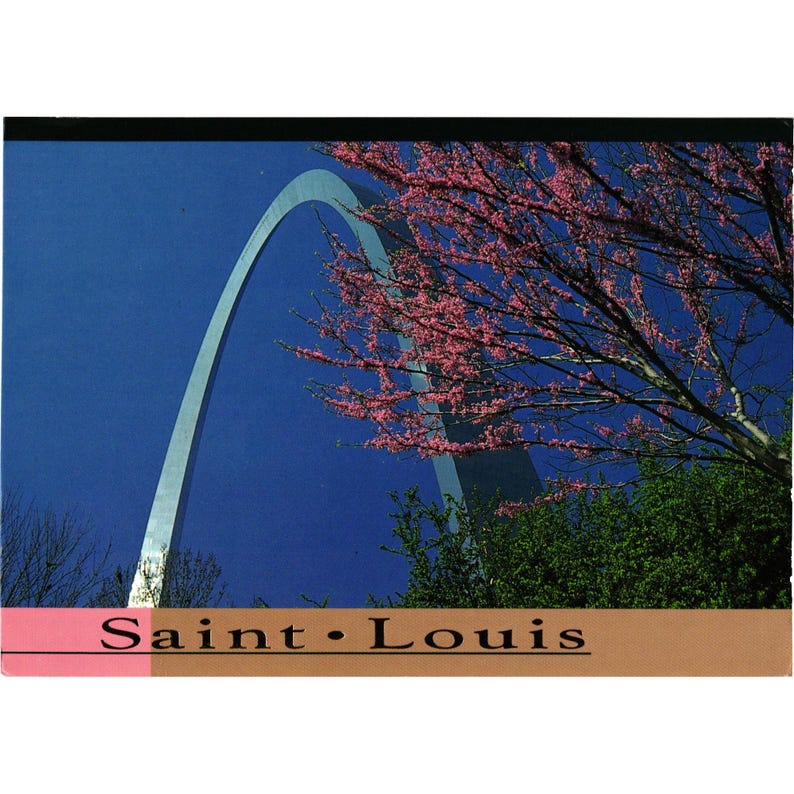 Saint Louis Gateway Arch Postcard Springtime Scene Blossoming Trees - Etsy