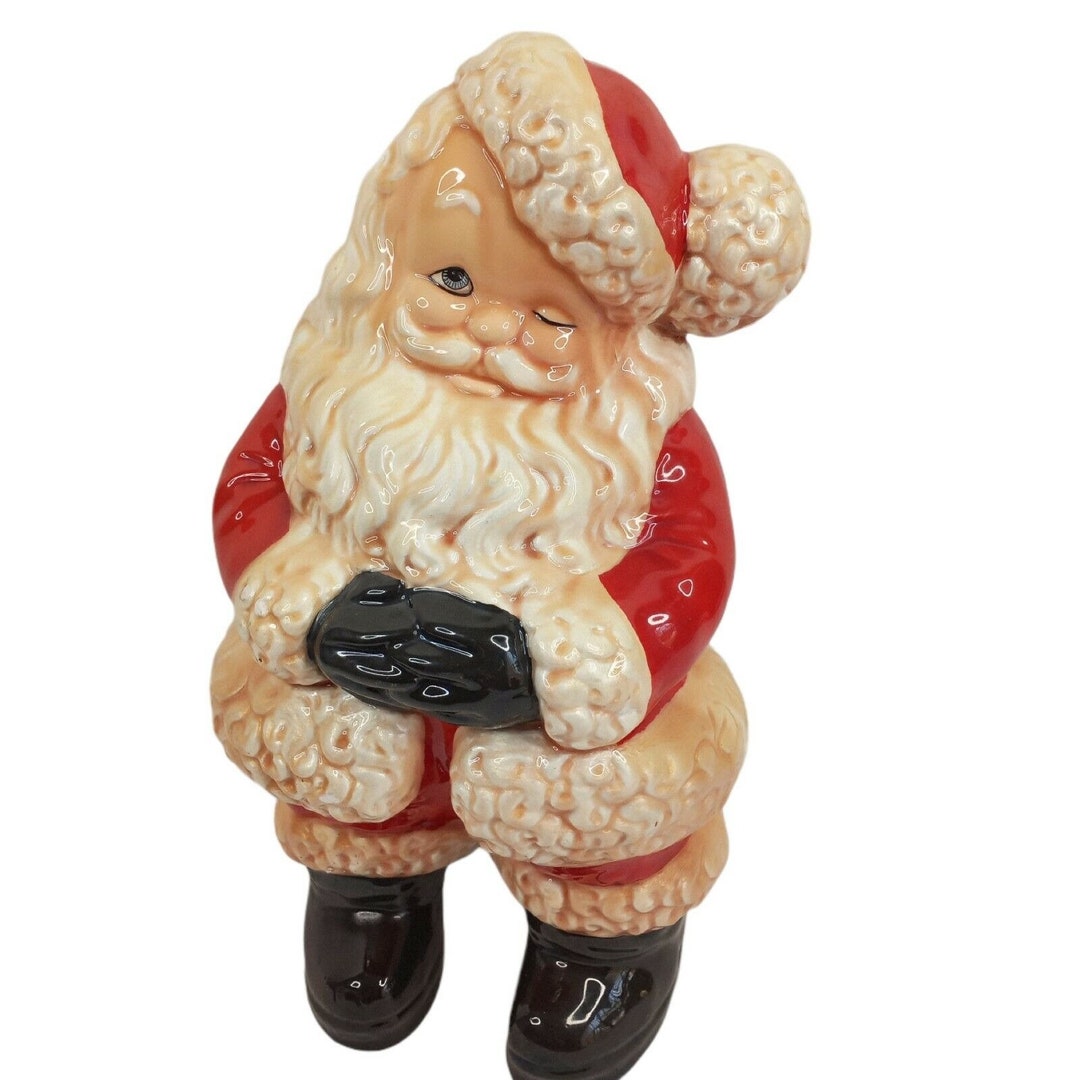 Vintage Winking Santa Ceramic Glossy 1950s Handmade 15 - Etsy