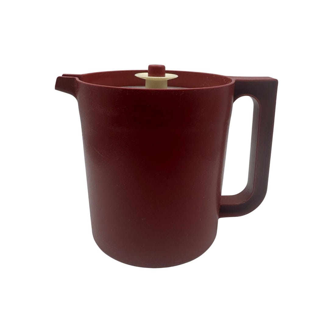 Vintage Tupperware Pitcher With Push Lid 1575-6 Red Burgundy USA Made ...