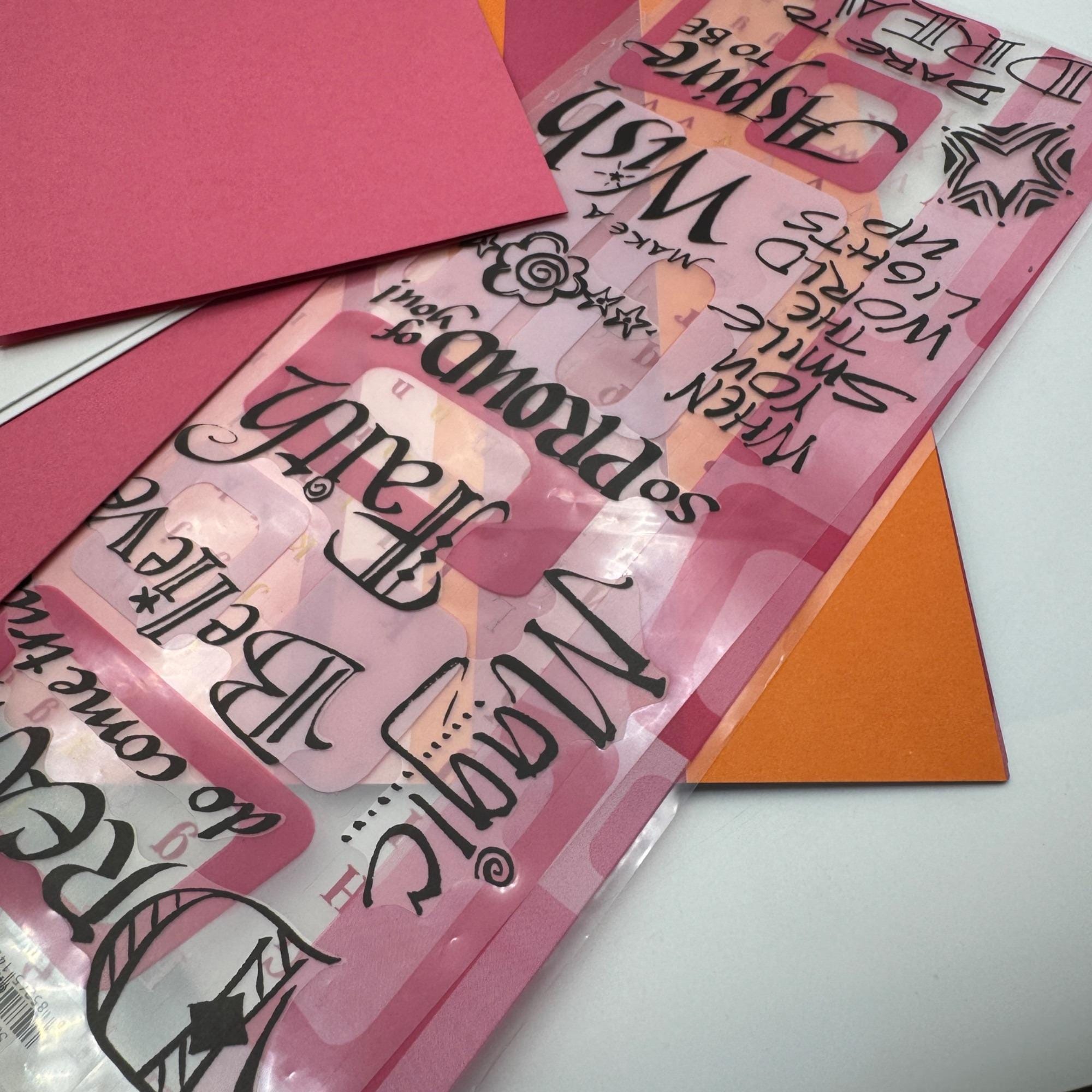 Scrapbook Kit With Pink & Orange Cardstock Stickers and Stencils for ...