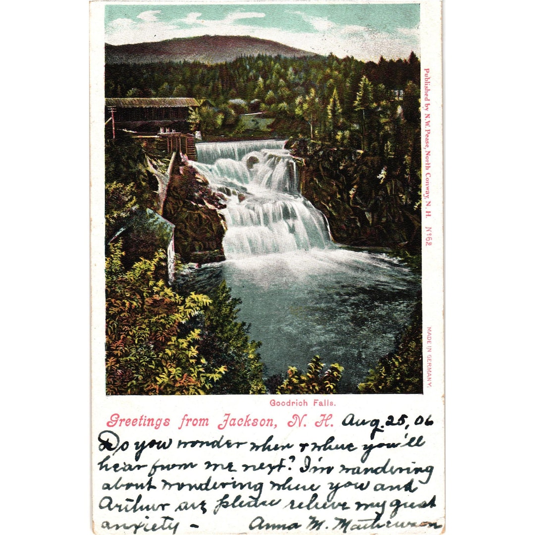 Vintage 1906 Postcard Goodrich Falls Jackson N.H. With Handwritten Note ...