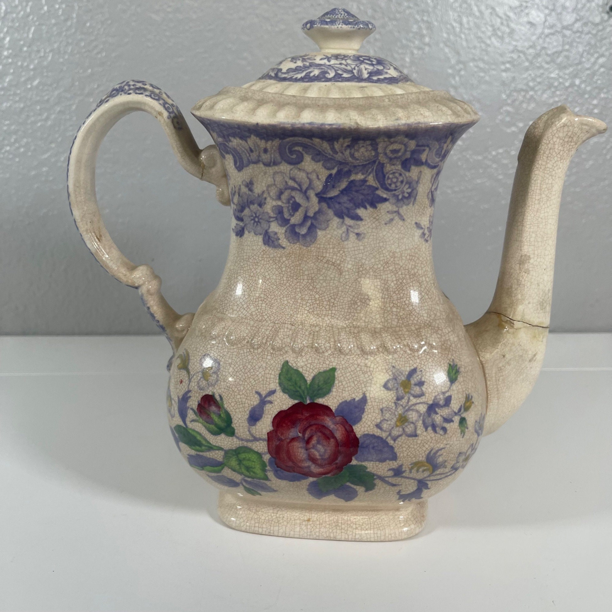 VTG Copeland SPODE Mayflower Coffee or Tea Pot Lavender British Flowers ...