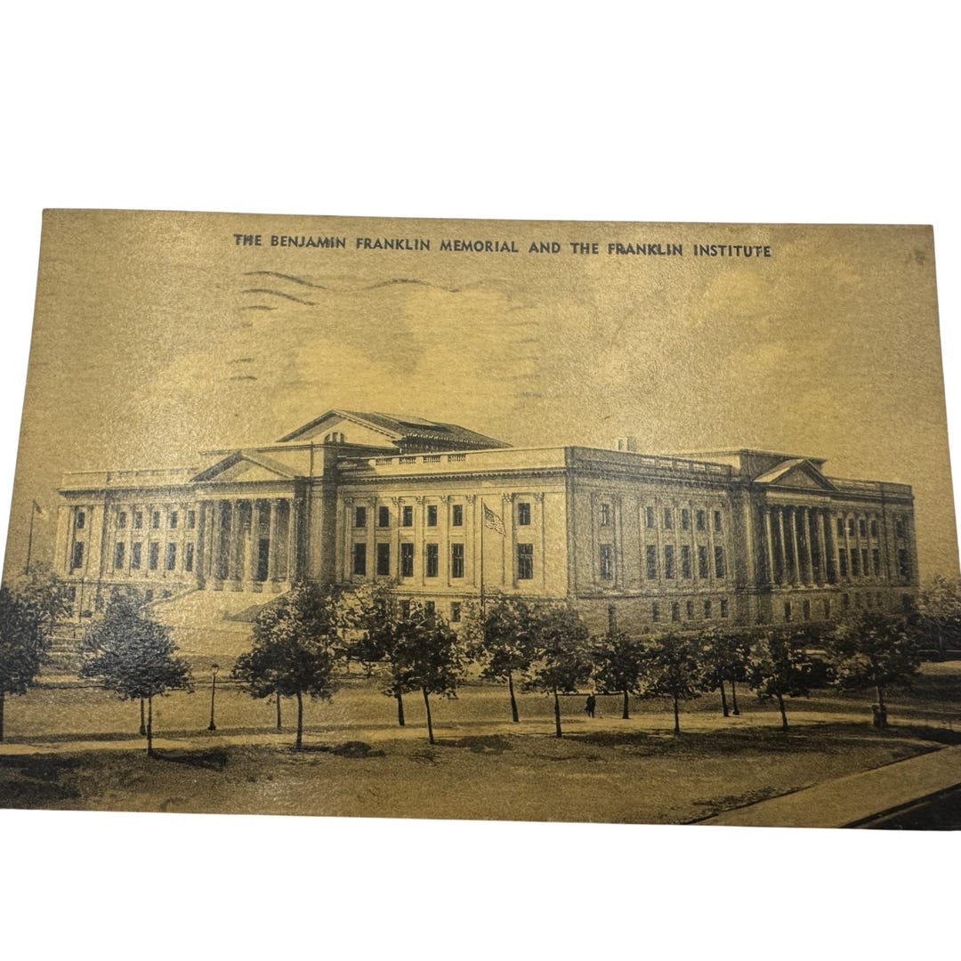 Postcard Benjamin Franklin Memorial & Franklin Institute Philadelphia ...