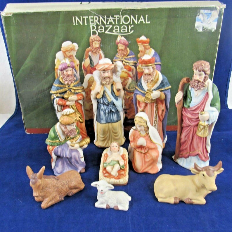 Nativity Set Christmas Ceramic 10 Piece International Bazaar No Base 7. ...