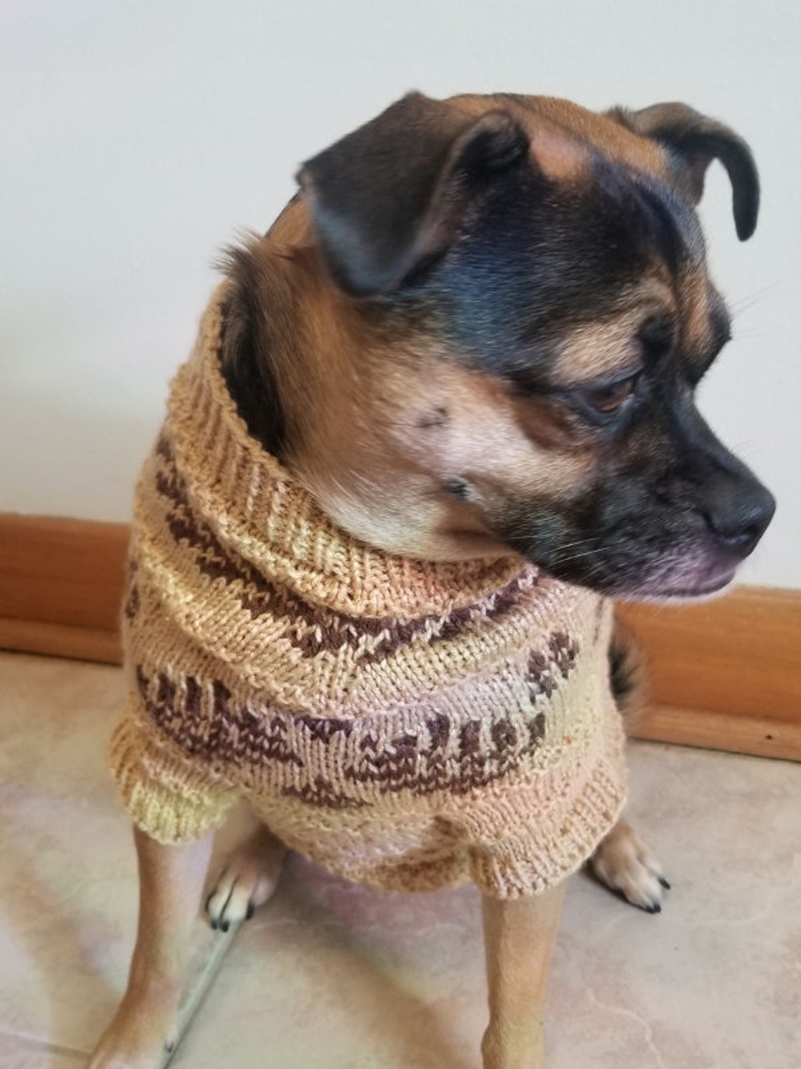 Fair Isle Dog Sweater Knitting Pattern - Knit Dog Sweater Pattern - Dog ...