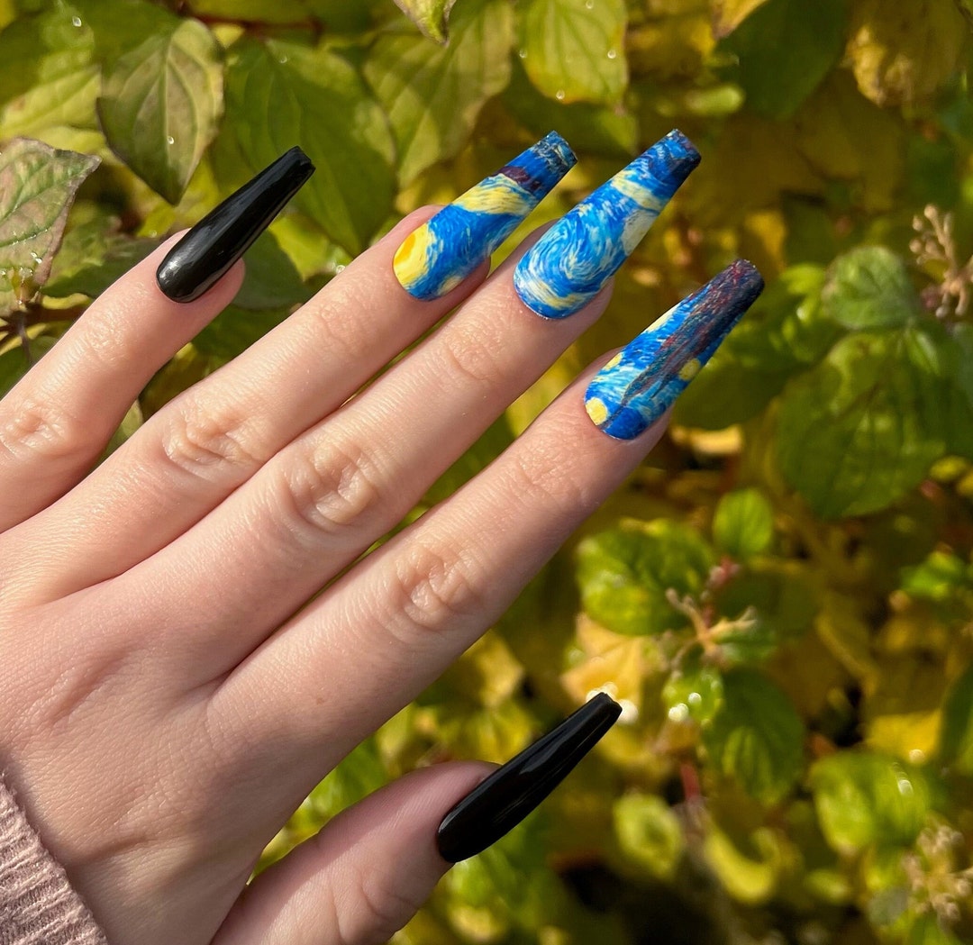 Vincent Van Gogh Starry Night Press on Nails Ballerina / Coffin Shape ...