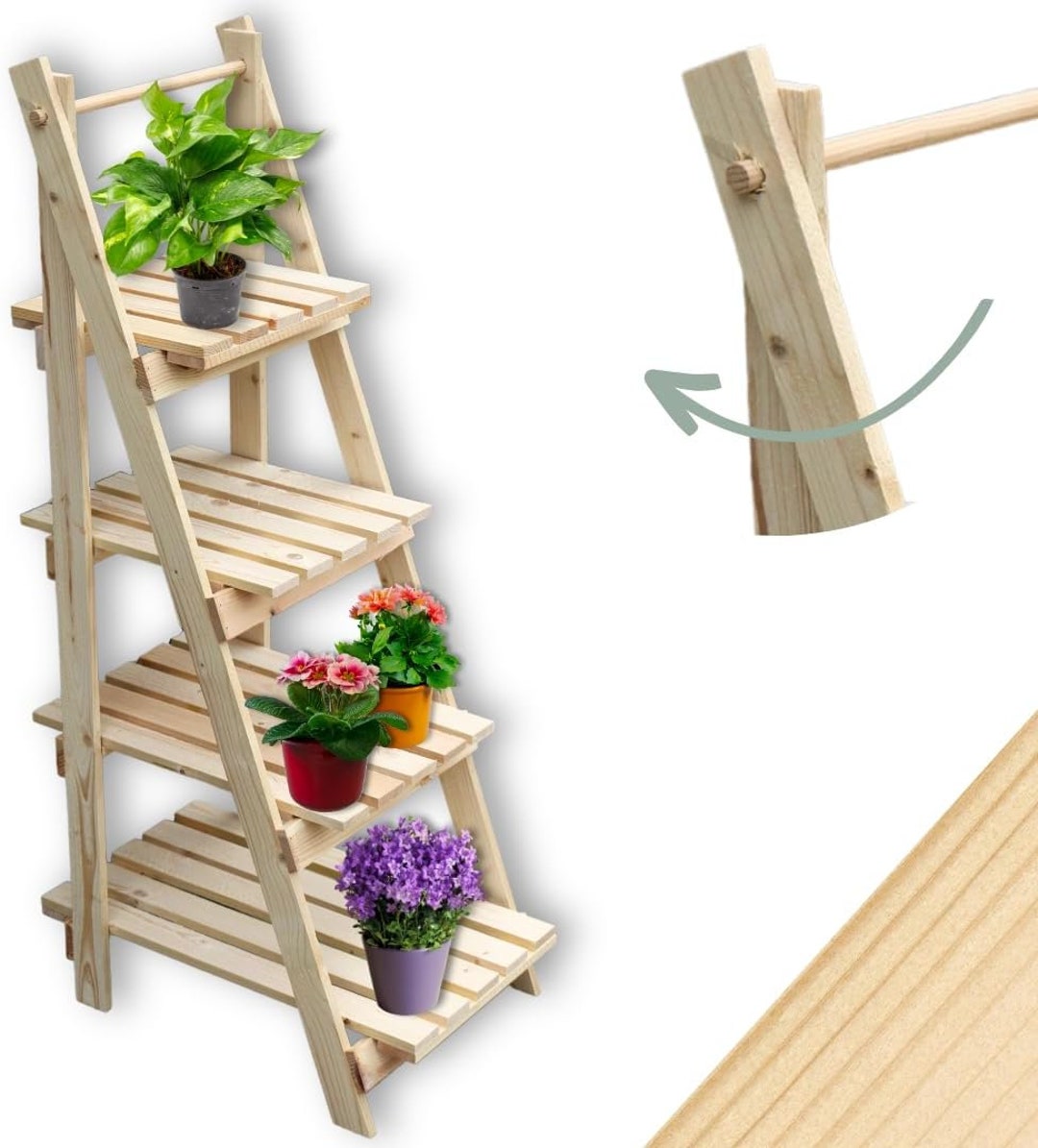Holz4home® Plant Ladder With 4 Shelves I Size: 52.5 X 109 X 35 - Etsy