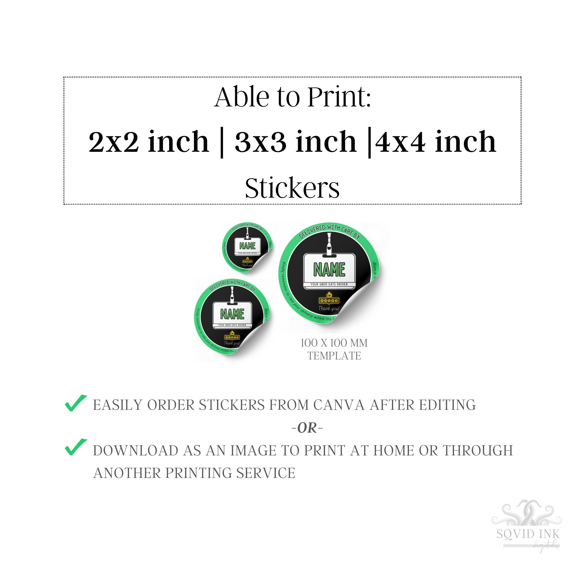 Customizable Uber Eats Delivery Sticker Template (digital Download) - Etsy