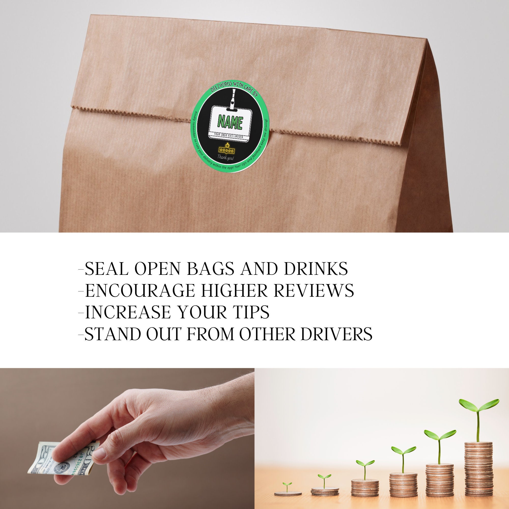 Customizable Sticker Template Name Badge Uber Eats Delivery Editable ...