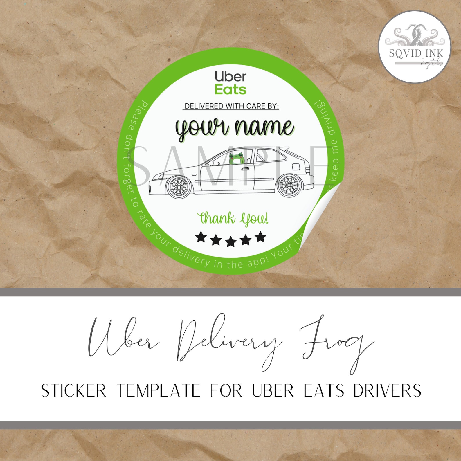 Personalized Uber Eats Frog Sticker Template – Food Delivery (digital ...
