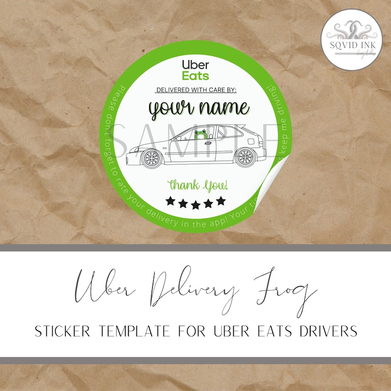 Personalized Uber Eats Delivery Frog Sticker Template- Customizable ...
