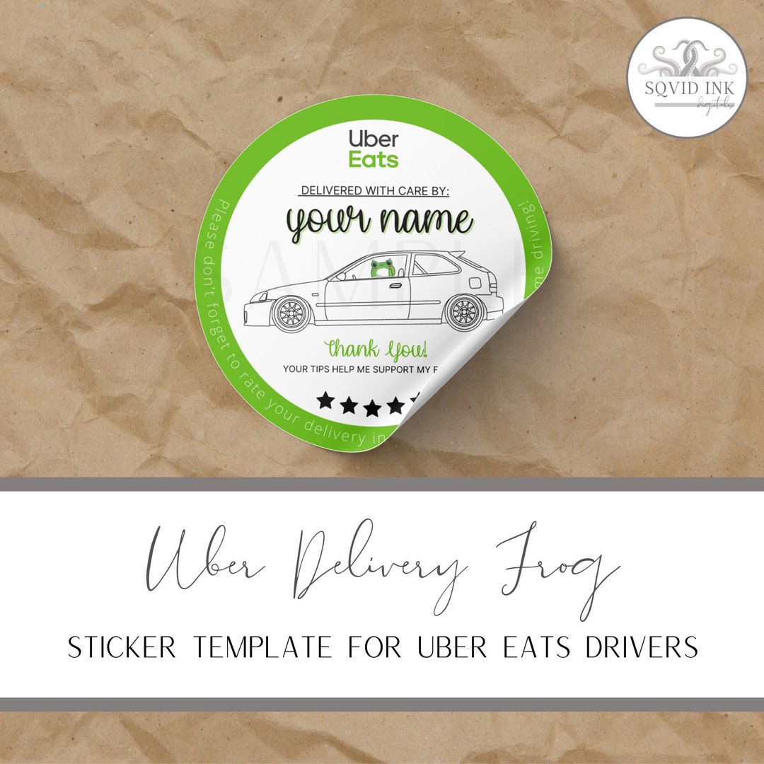 Personalized Uber Eats Delivery Frog Sticker Template Customizable Name ...