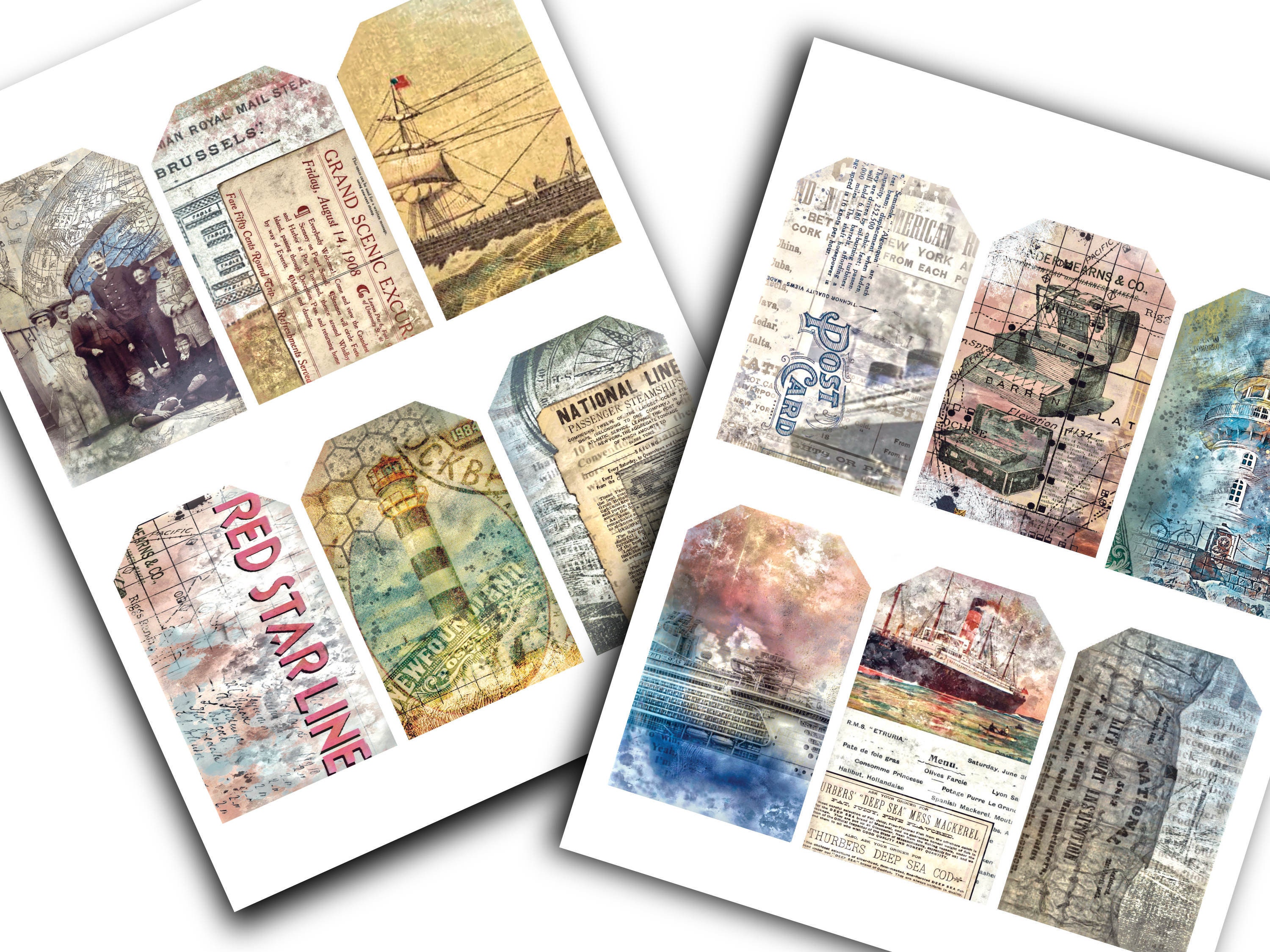 Ship Travel Tag, Junk Journal Insert, Digital Download Boat Ephemera ...
