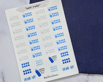 Water Droplet Stickers, Water Tracking Planner Stickers, Doodle Water ...