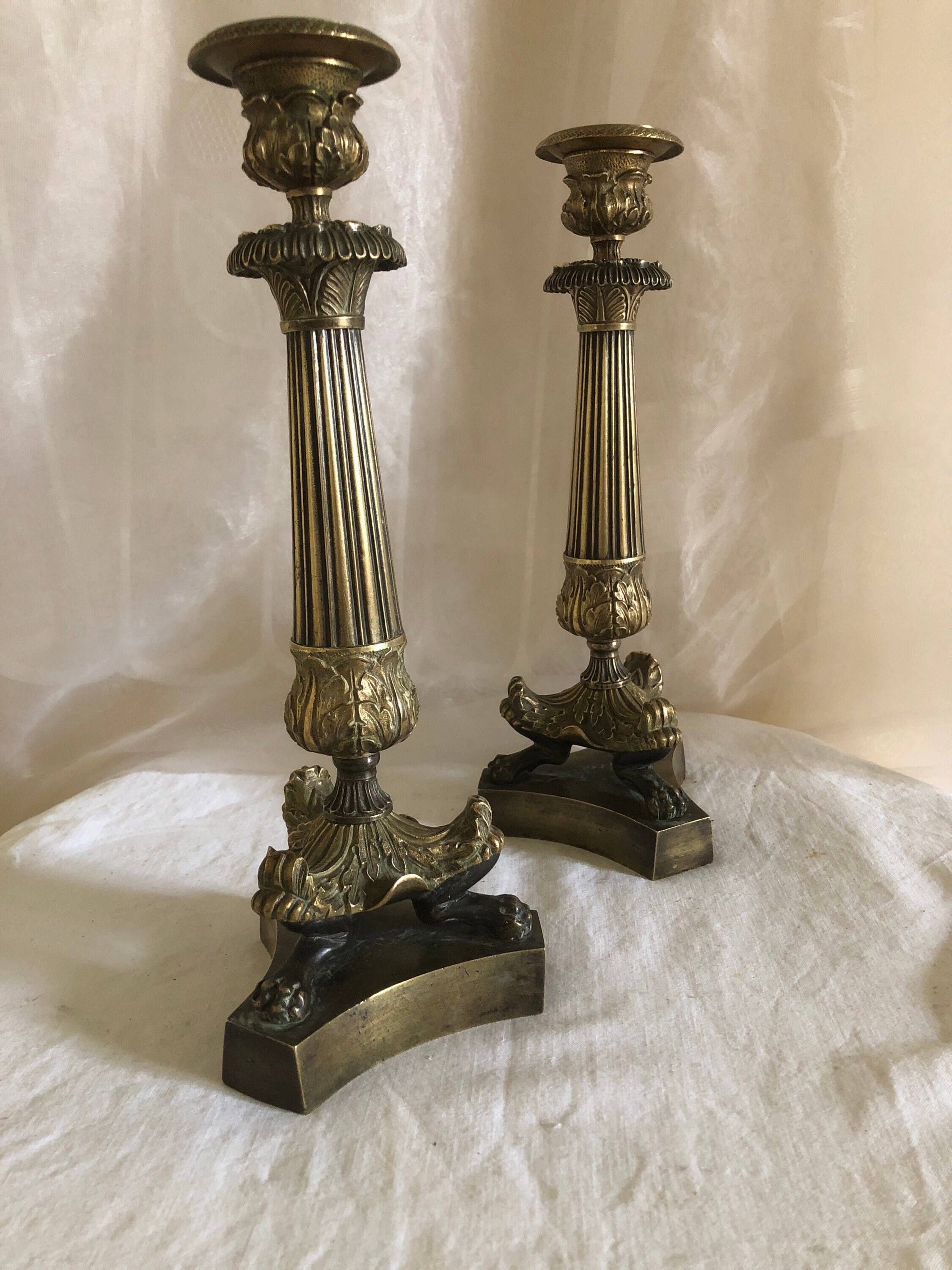 Pair of 19th Century French Empire Period 1850s Bronze Candle Sticks ...
