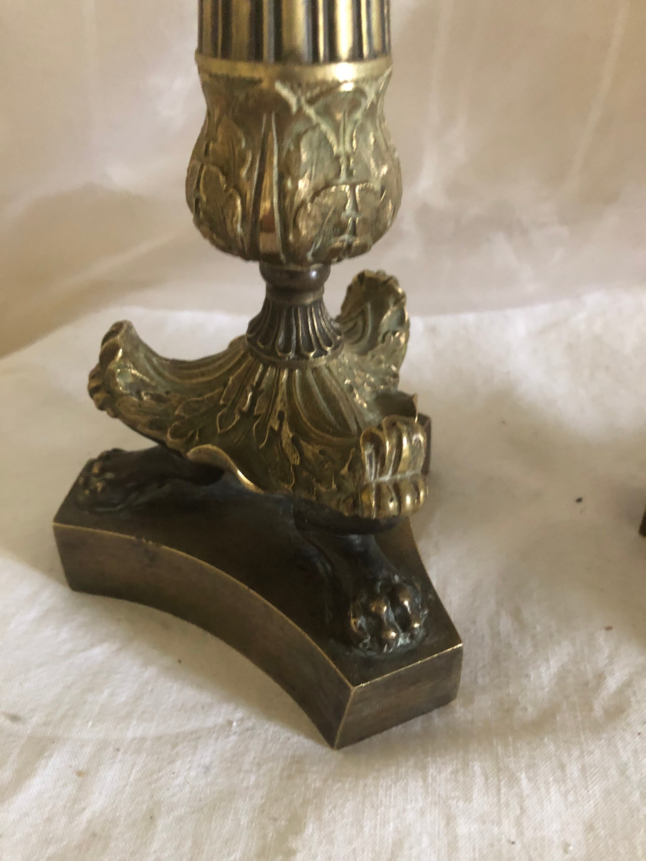 Pair of 19th Century French Empire Period 1850s Bronze Candle Sticks ...